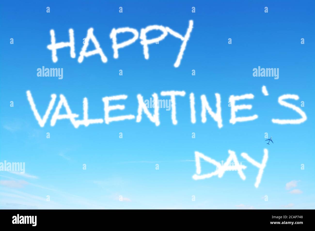 happy valentine's day written in the sky with contrails Stock Photo - Alamy