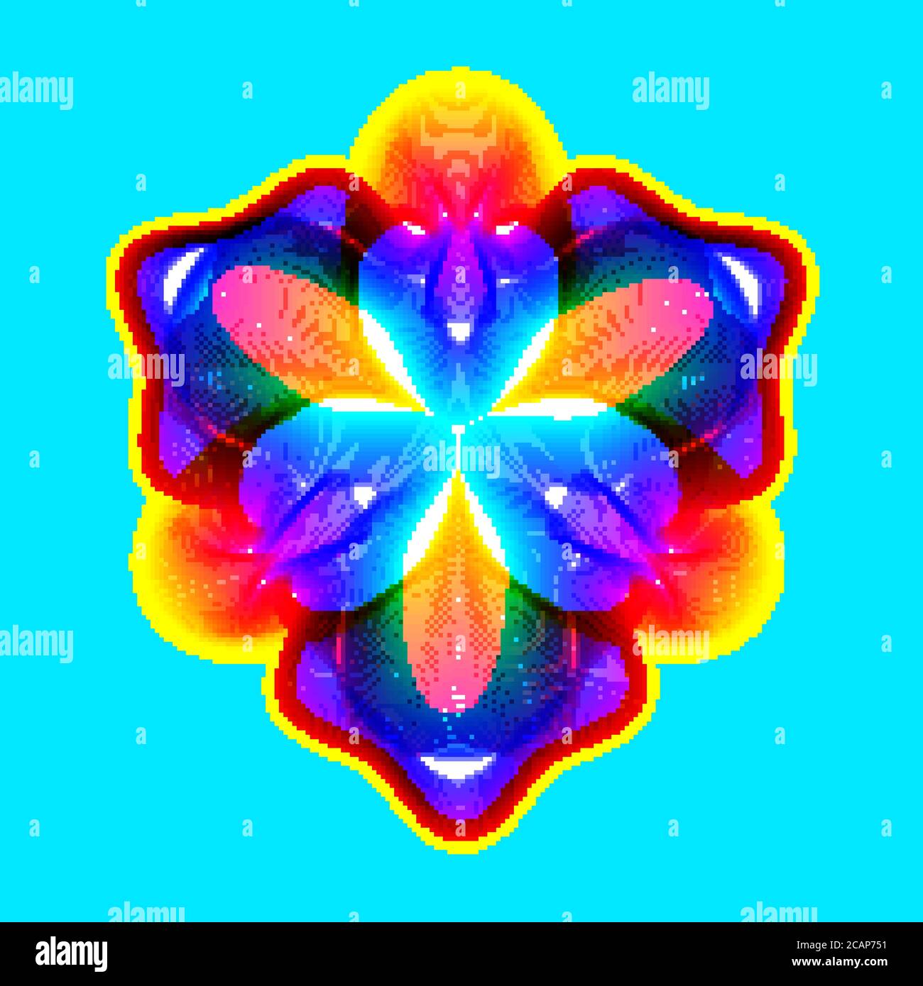 Fantastic neon flower icon, abstract shape with lots of blending lines ...