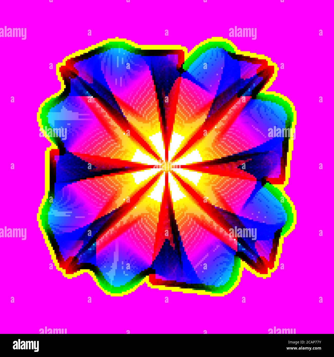 Fantastic neon flower icon, abstract shape with lots of blending lines ...