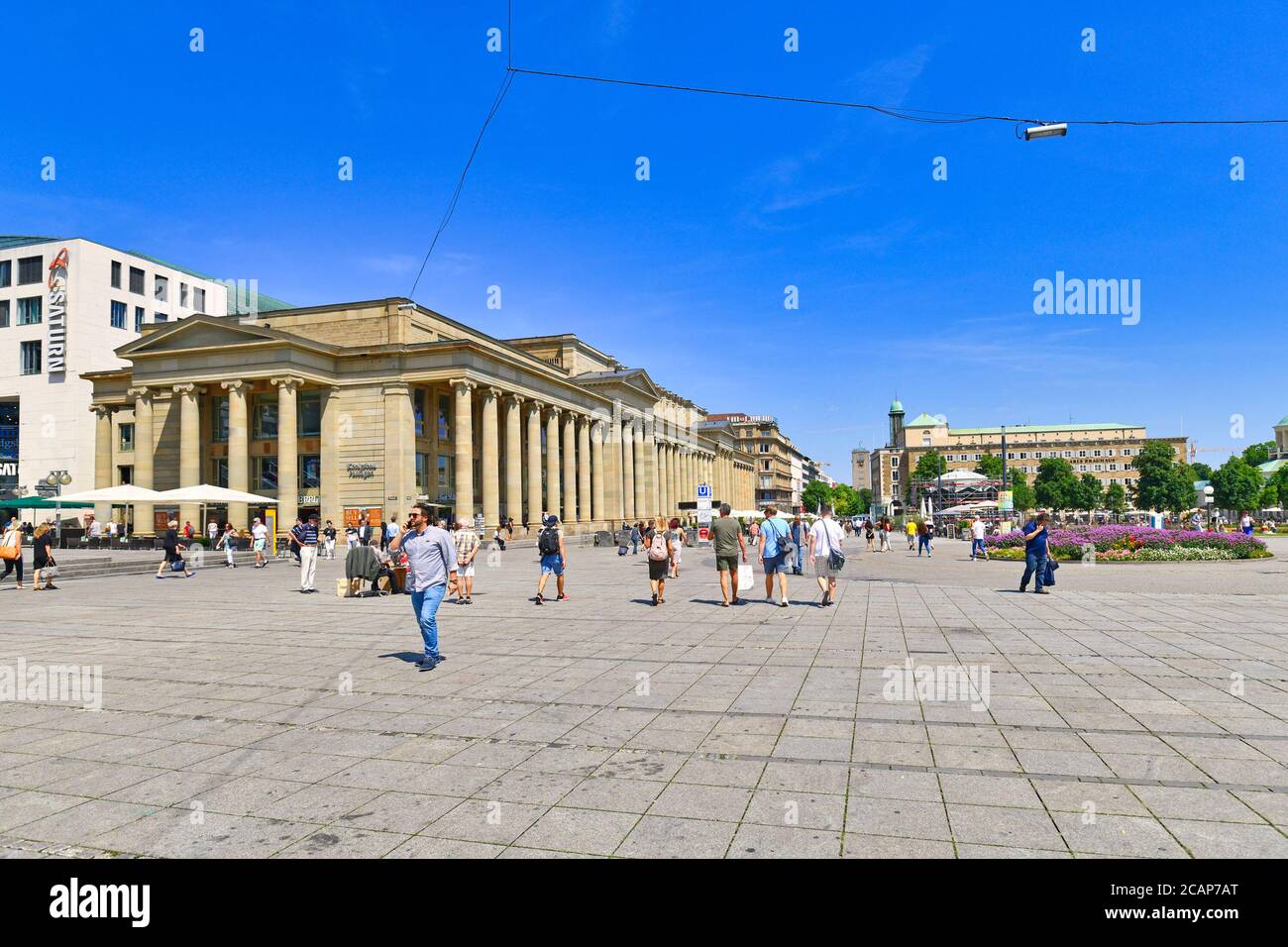 Stuttgart, Germany - July 2020: Town square called 'Schlossplatz' with ...