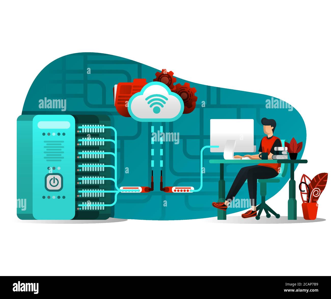 Cloud server interface technology. Vector flat illustration of concepts ...