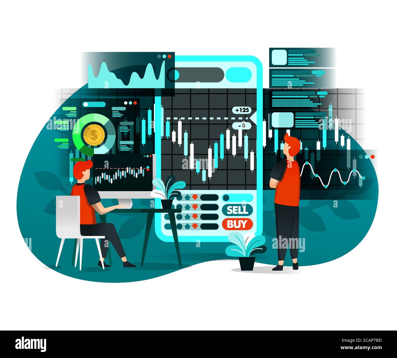 Illustration of stock market business. Vector flat illustration of ...