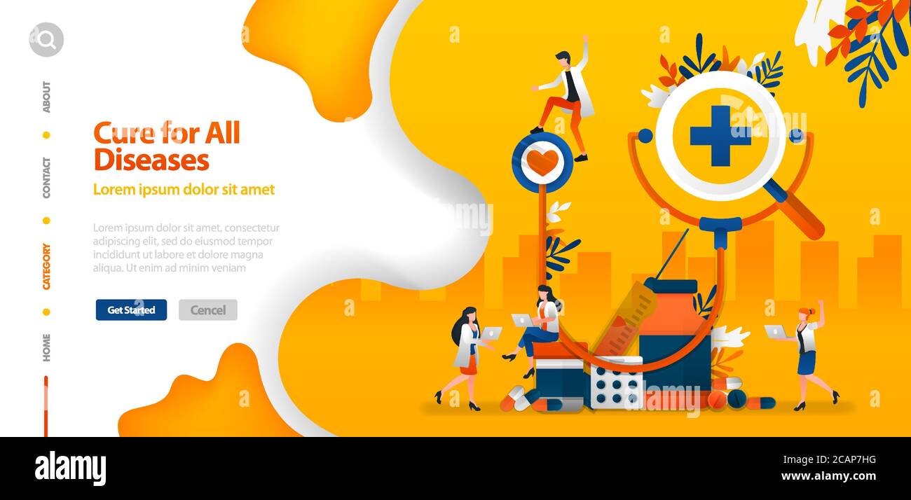 Doctor is cure for all Diseases. giant stethoscope with drugs .vector ...