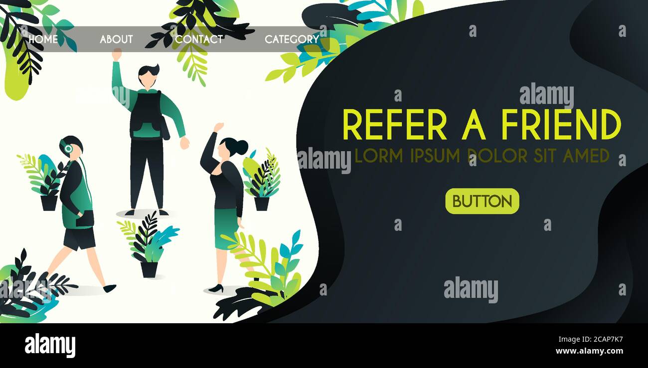 Refer a friend vector illustration concept, group of people who are ...
