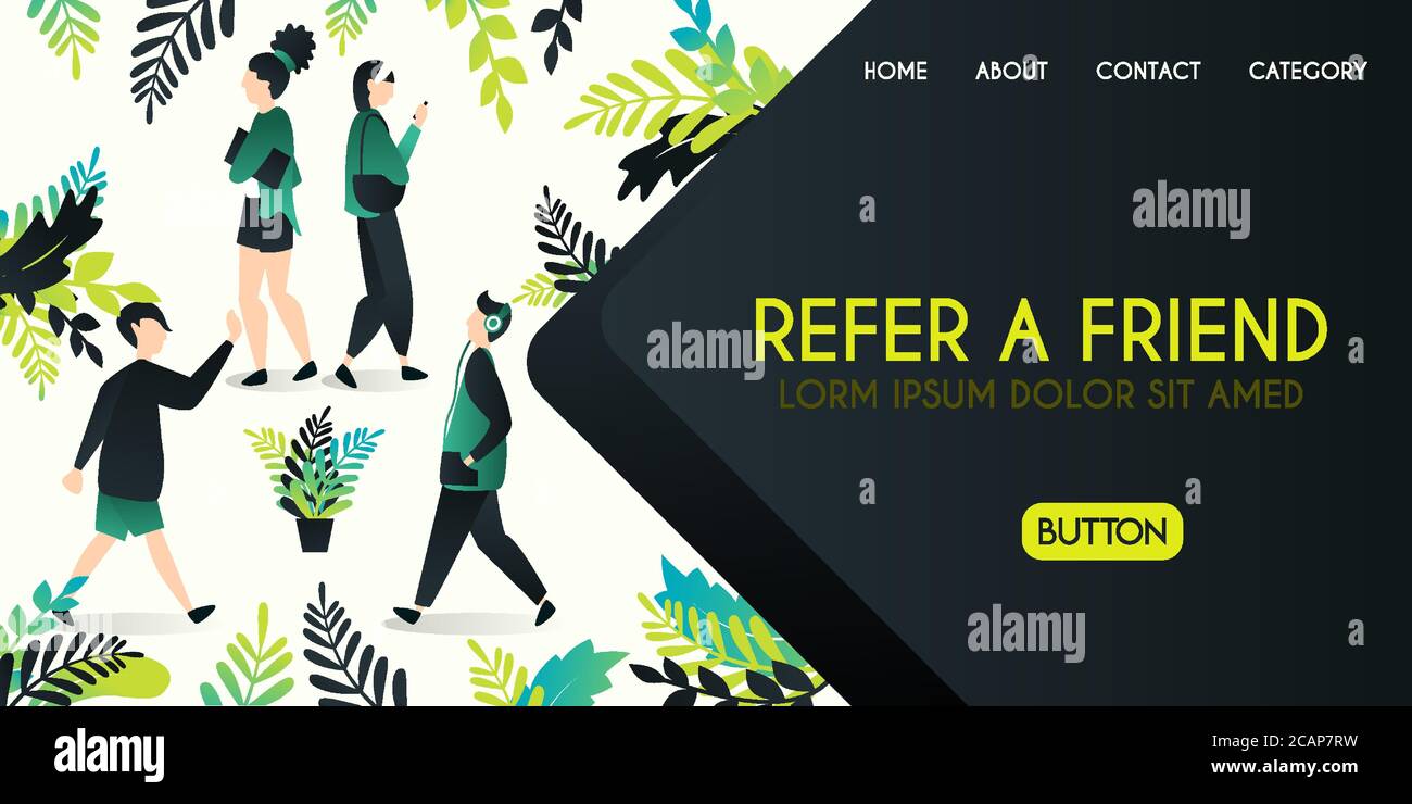Refer a friend vector illustration concept, group of people who are ...