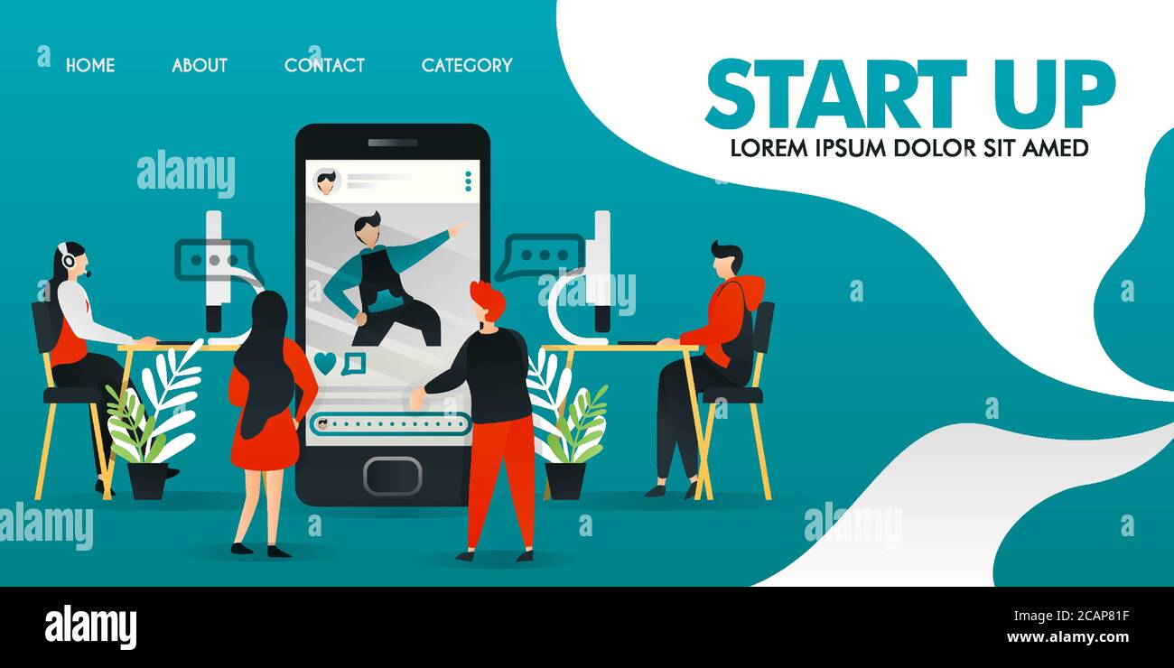 flat cartoon character. vector illustration for technology, startup ...