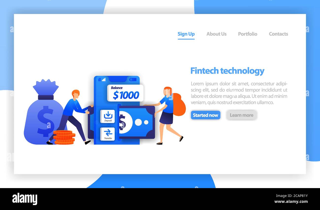 financial technology or fintech. mobile saving money. Deposit and ...