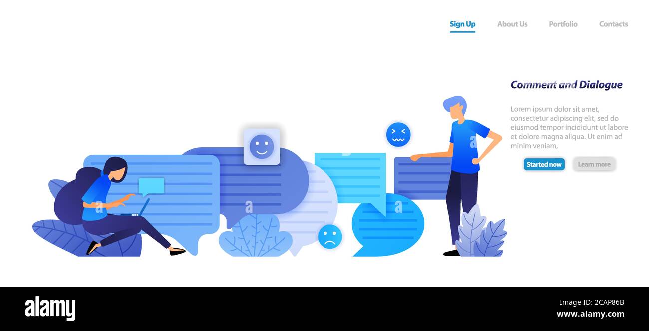 comment box and dialog. people chat each other with bubble chat ...