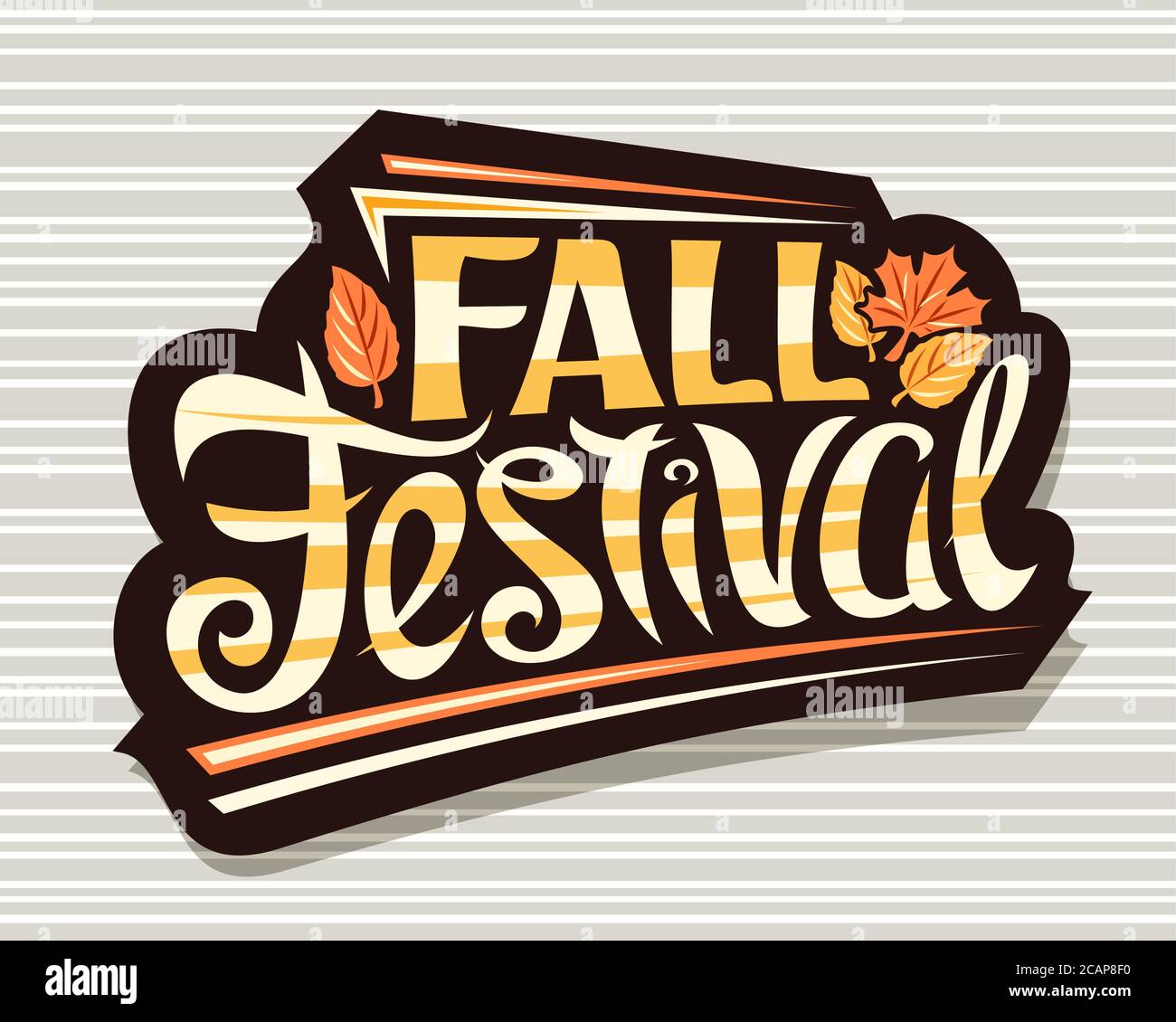 Vector lettering Fall Festival, black badge with curly calligraphic ...