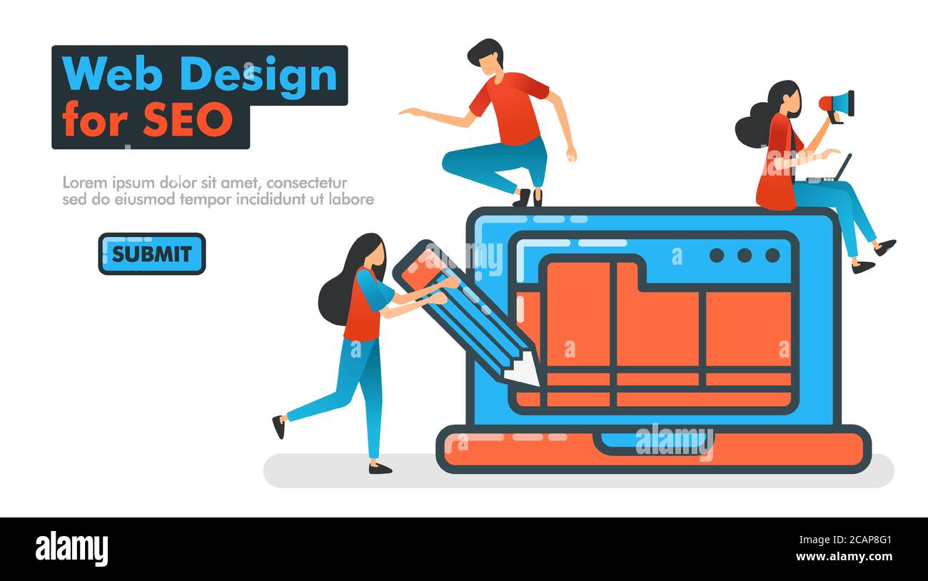 Web Design for SEO line vector illustration. web designing with ... Web Design for SEO line vector illustration. web designing with ...