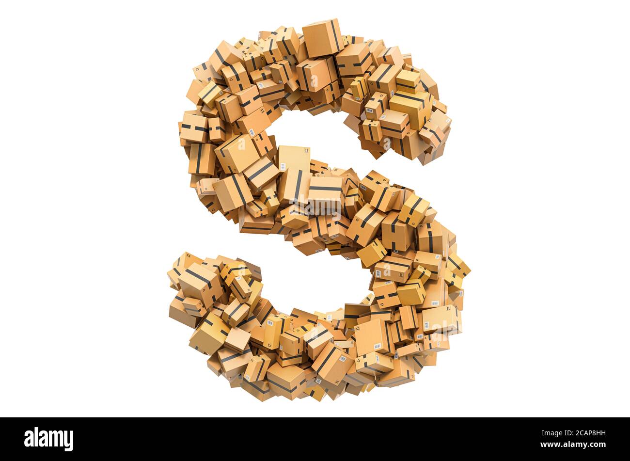 Letter S from cardboard boxes. 3D rendering isolated on white ...