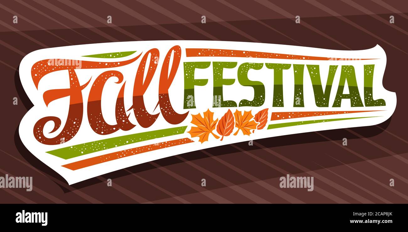 Vector lettering Fall Festival, white signage with curly calligraphic ...