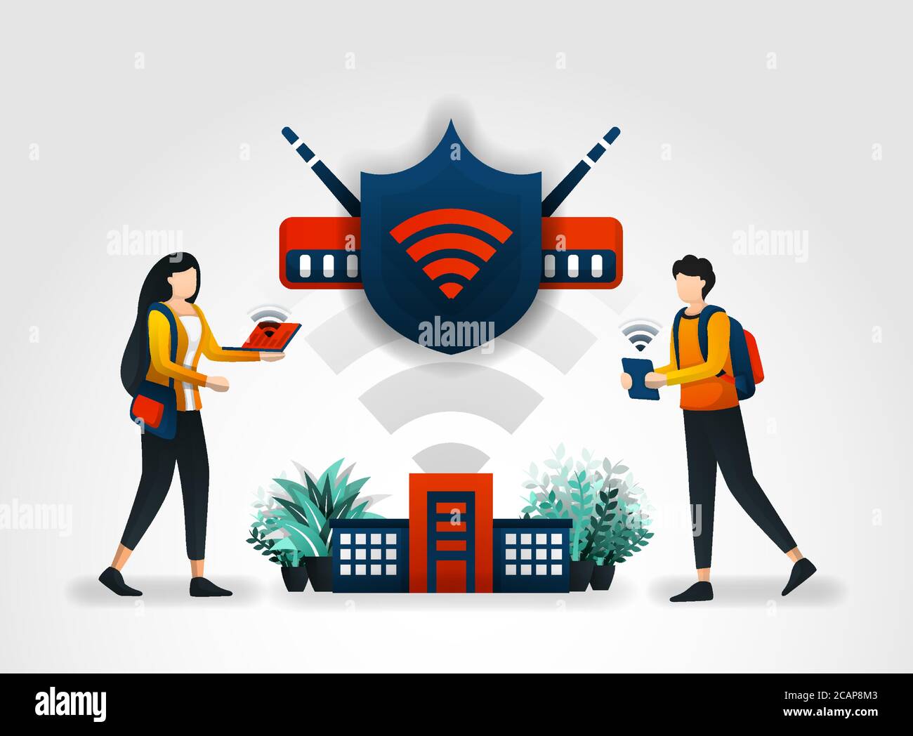 Vector illustration concept. students are accessing internet safely ... Vector illustration concept. students are accessing internet safely ...