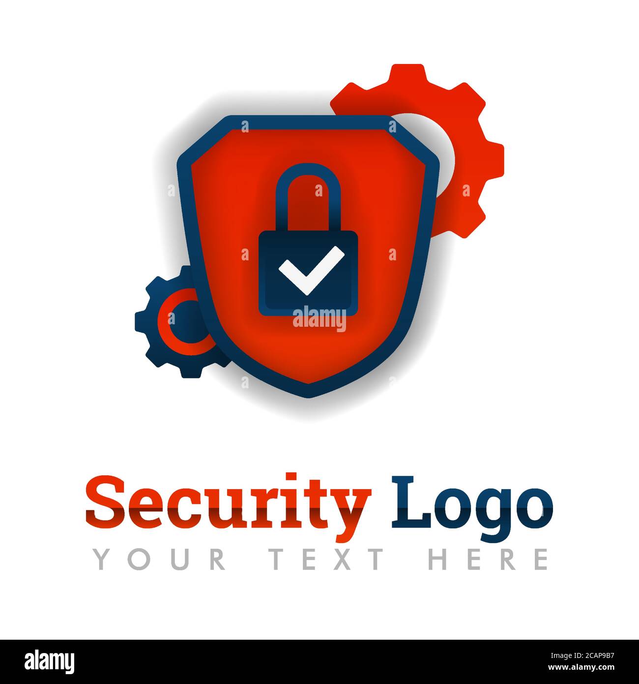 Security logo template with lock, checklist, shield and gear. for ...