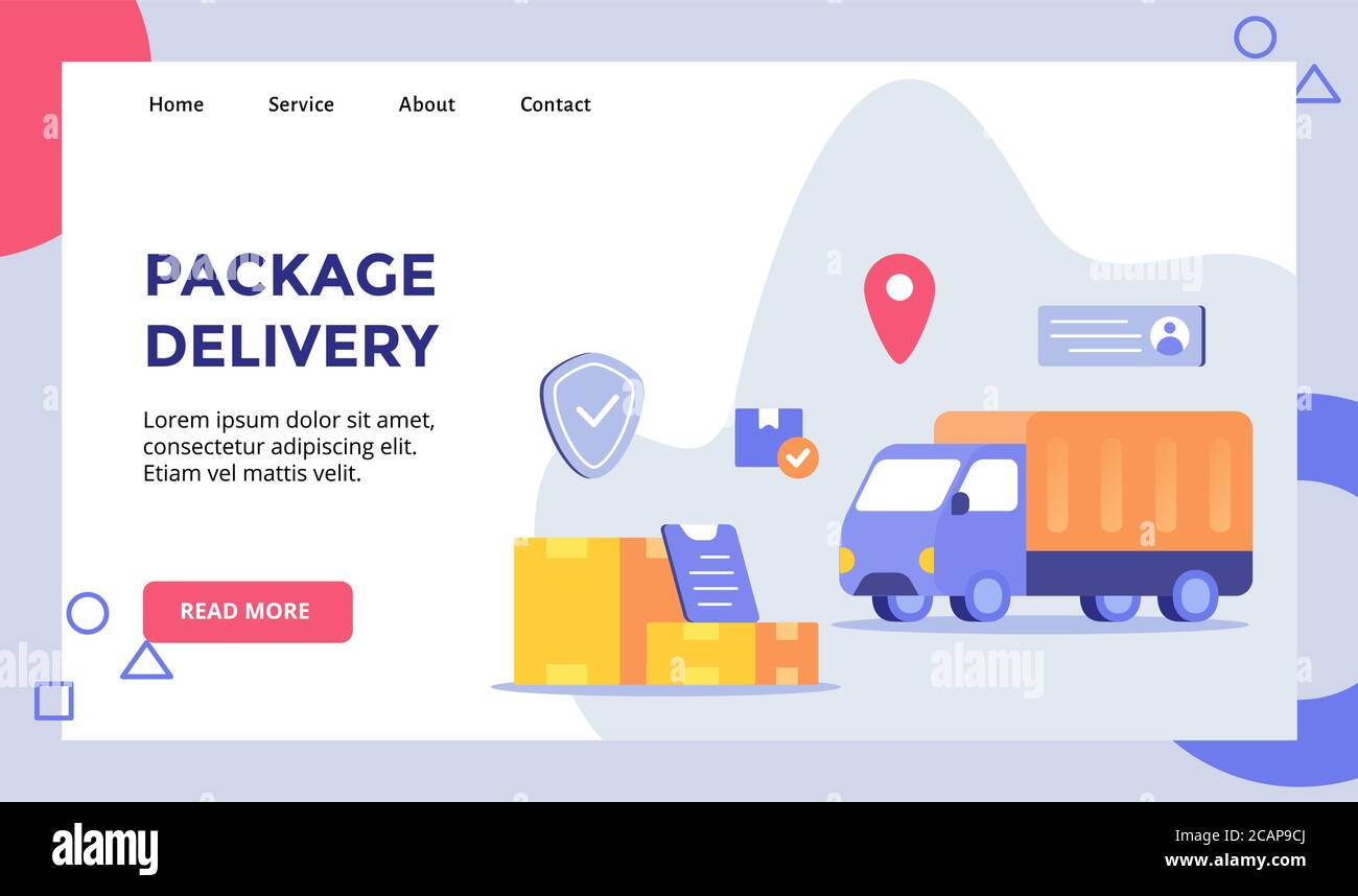 Package delivery shipping truck background of box package for web ...