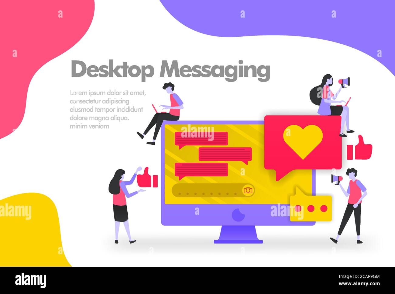 Desktop Messaging Illustration Concept, send and receive messages ...