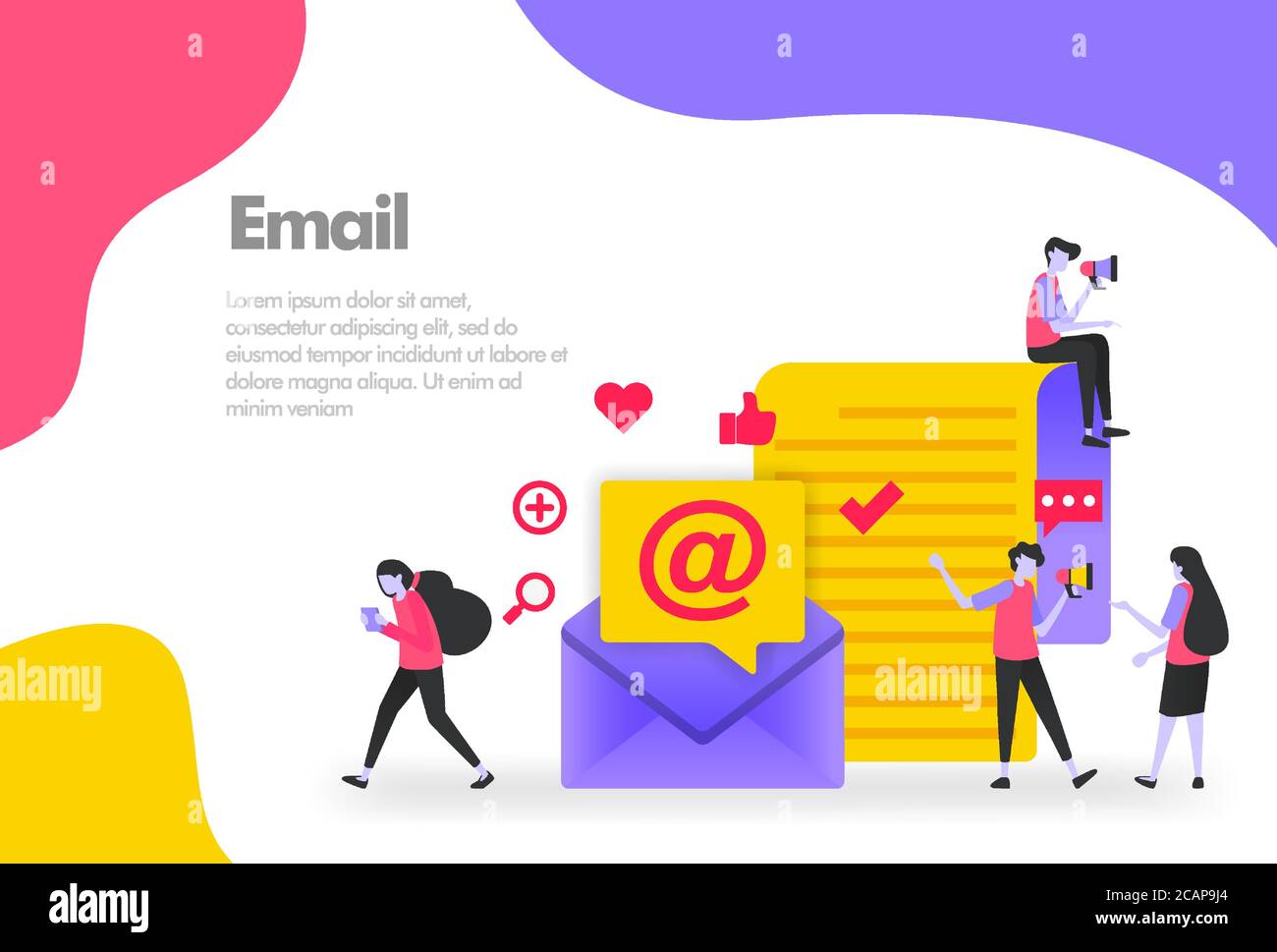 Email Illustration Concept Send receive and read online letter. Modern ...