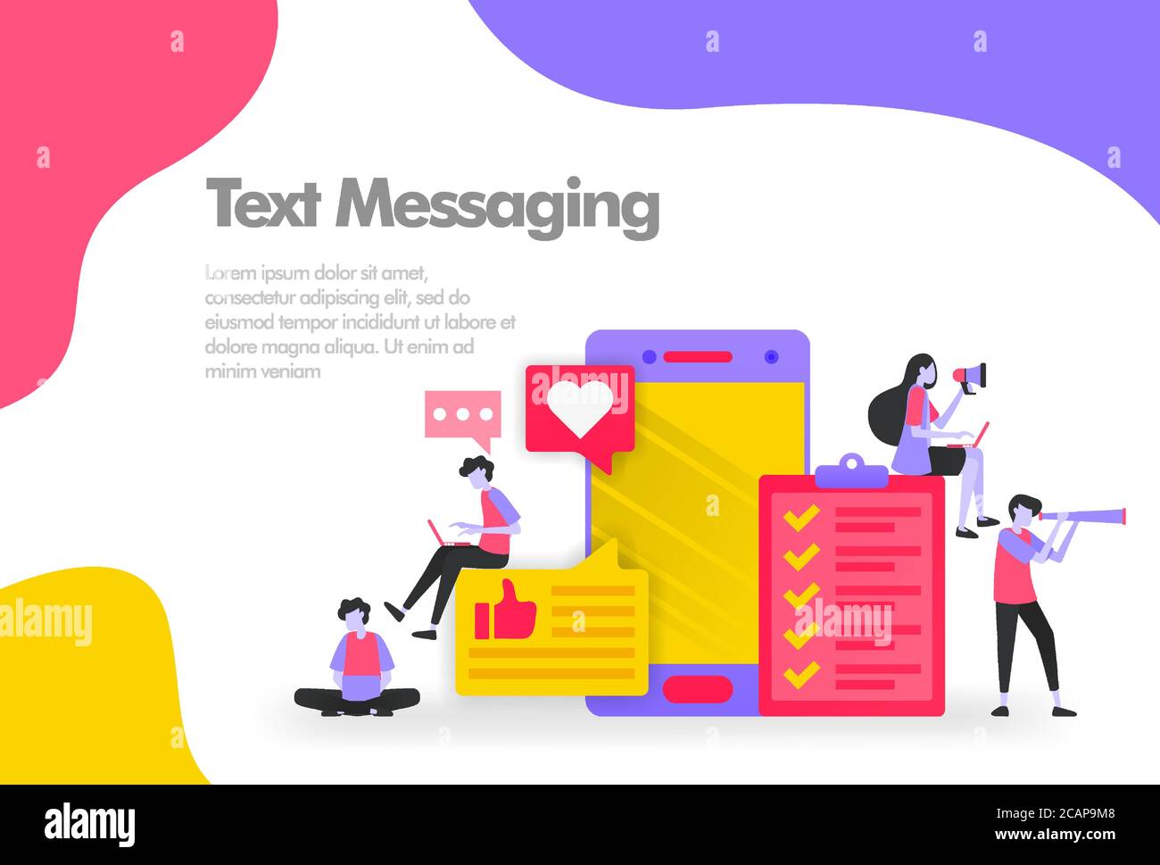Text messaging Illustration Concept, send and receive messages. Modern ...
