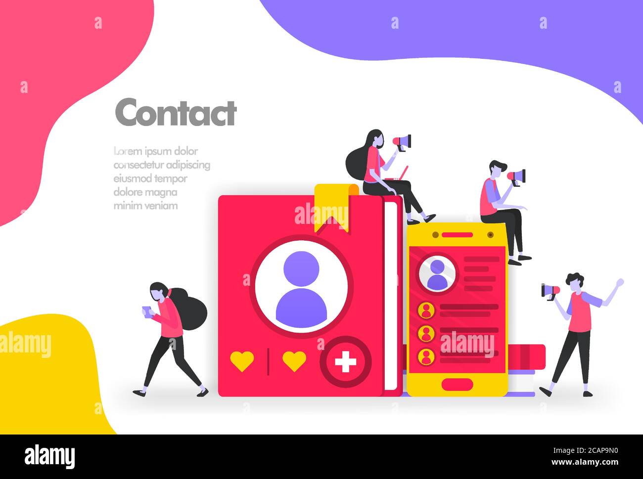 Contact list Illustration Concept, List of names and personal ...