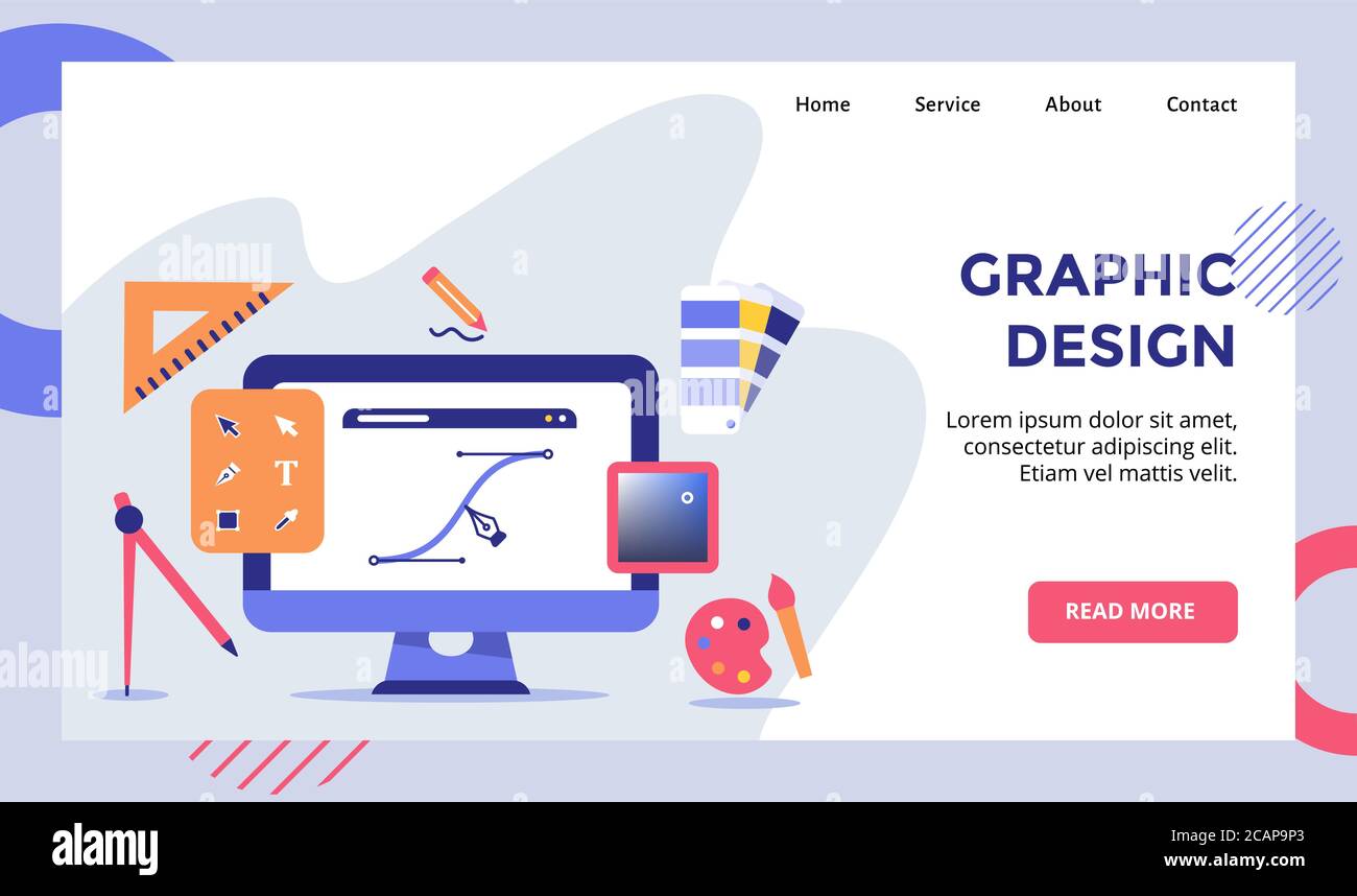 Graphic design pen drawing line on display monitor computer campaign ...