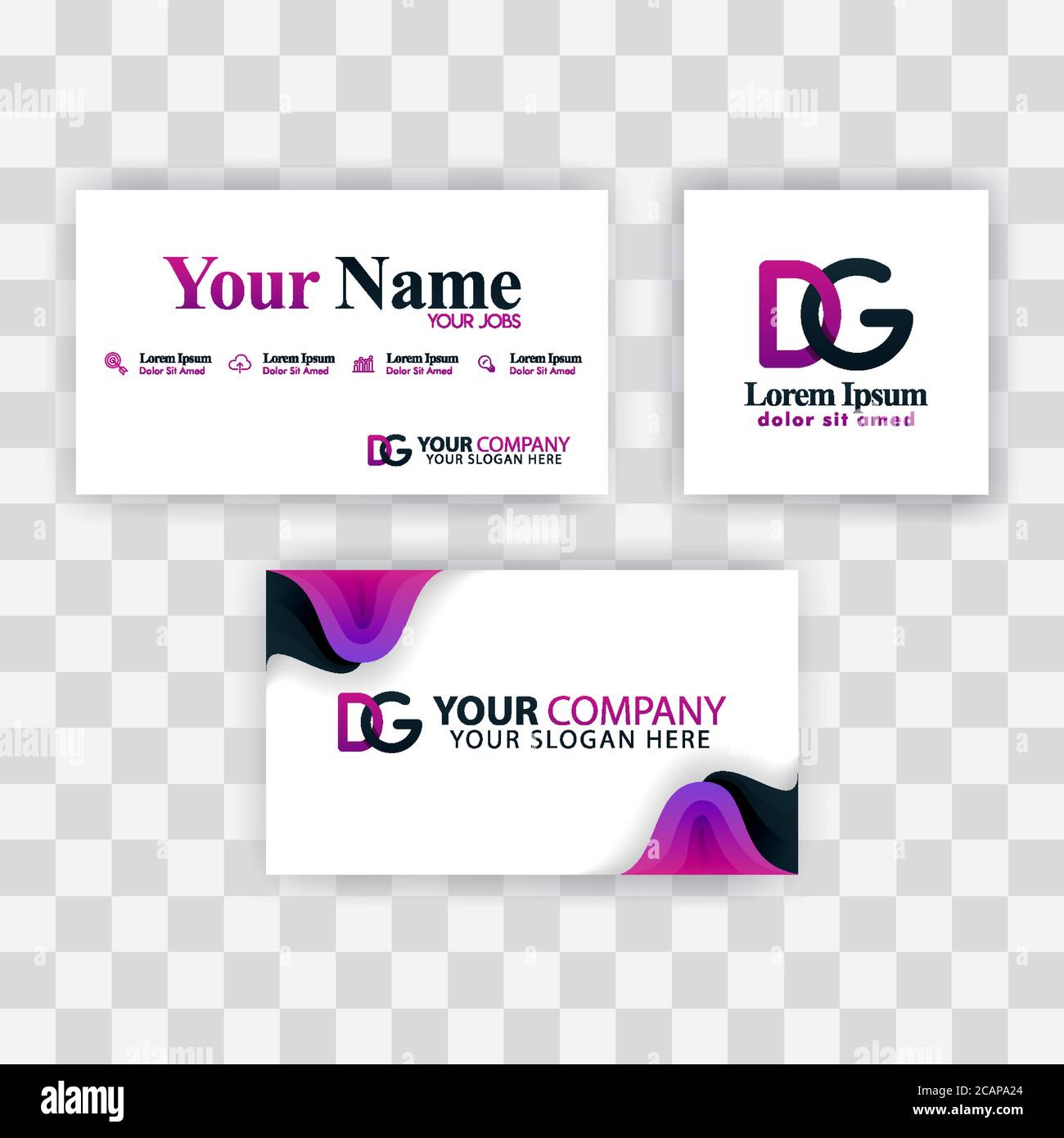 Clean Business Card Template Concept. Vector Purple Modern Creative. GD ...