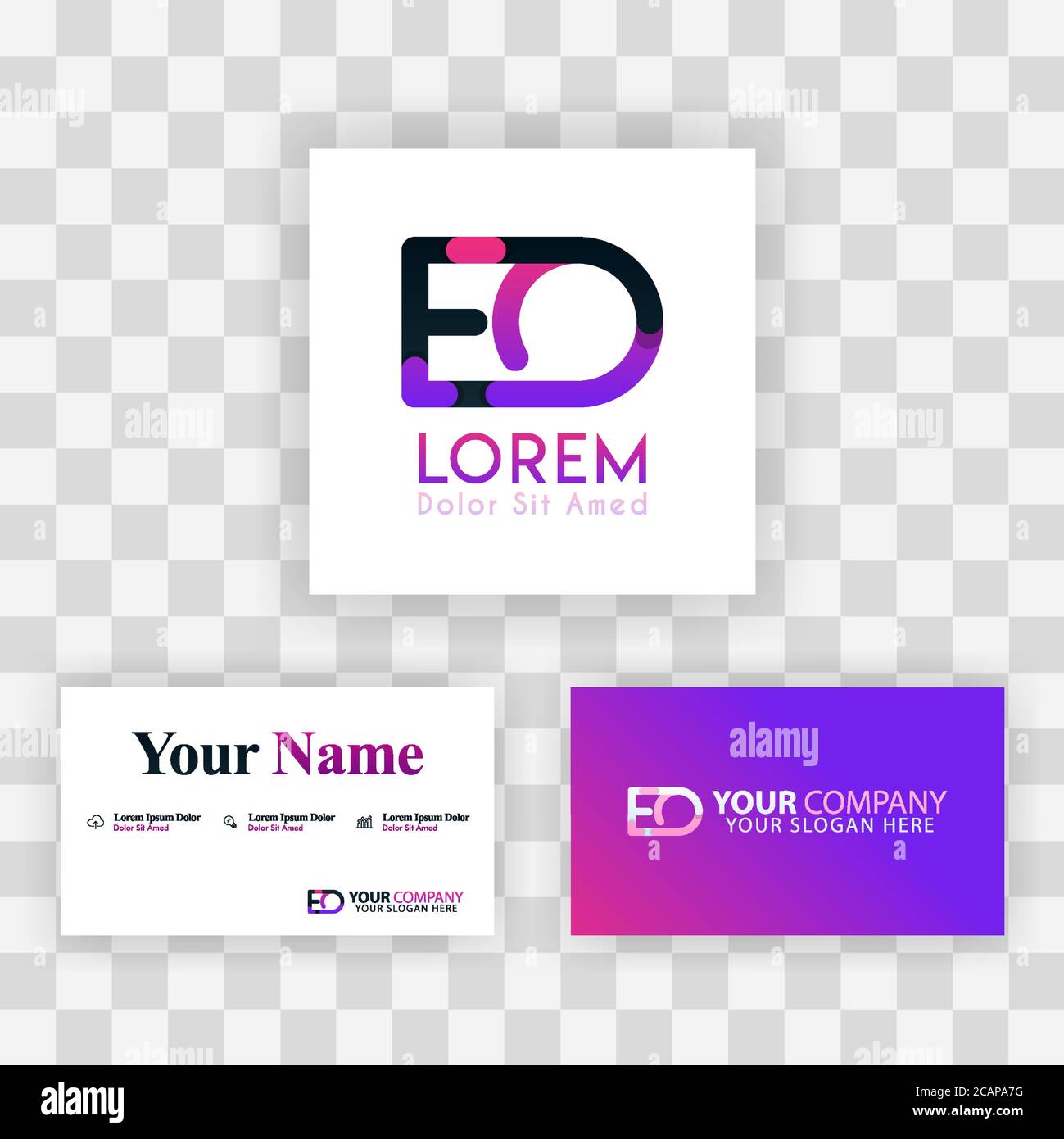 Vector Purple Modern Creative. Clean Business Card Template Concept. OE ...