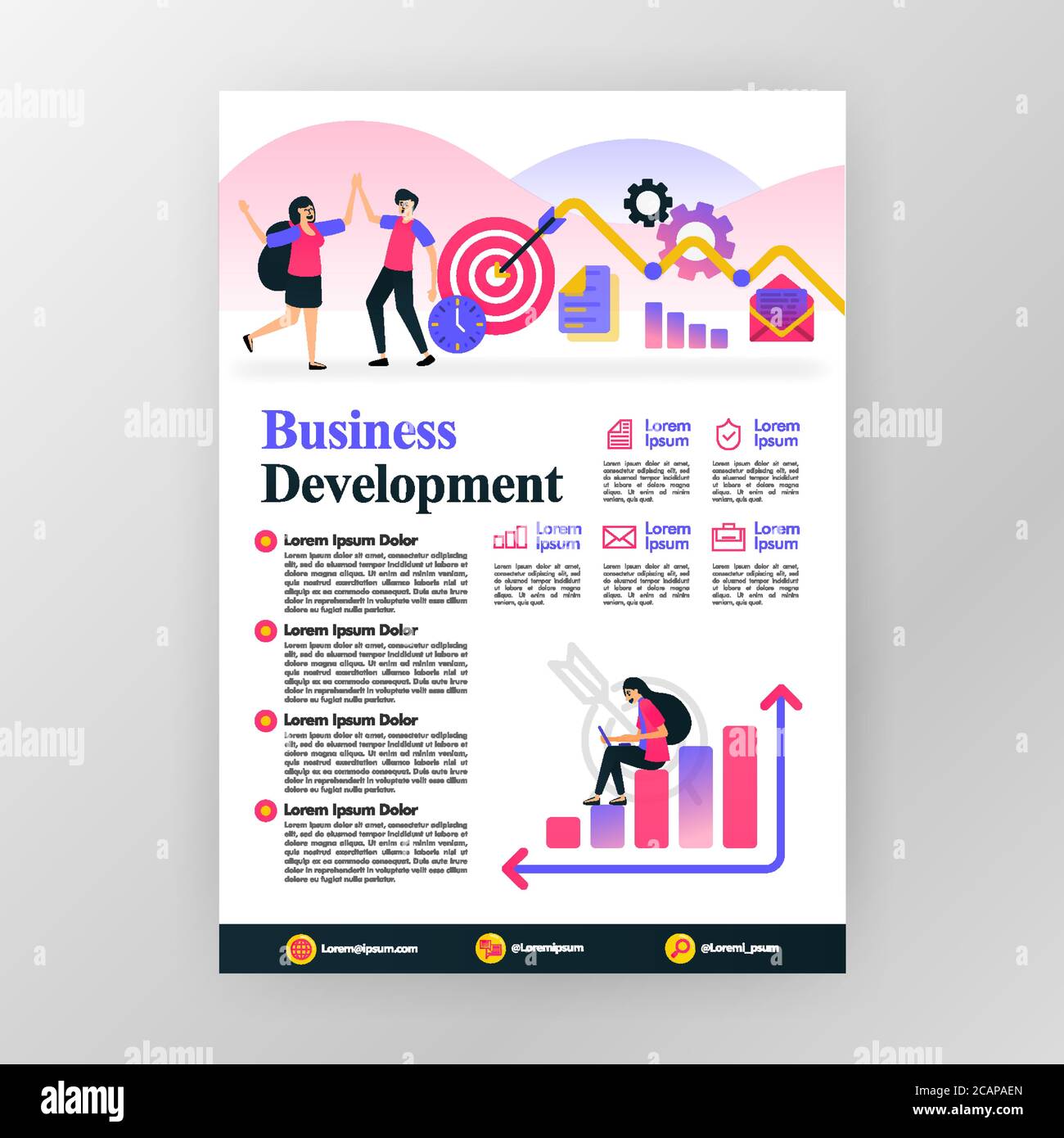 Business development poster concept. increase profits in company with ...
