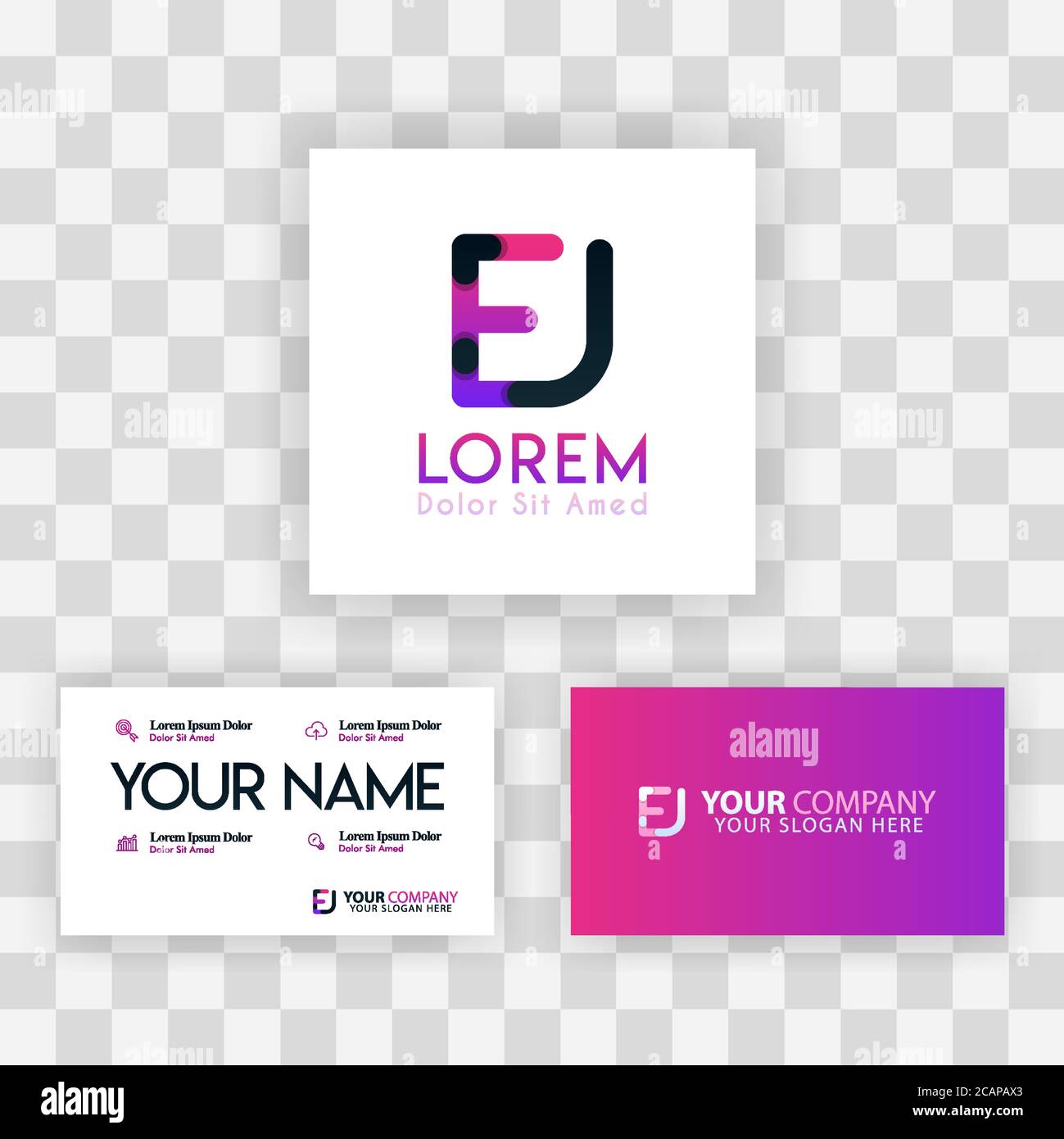 Vector Purple Modern Creative. Clean Business Card Template Concept. JE ...