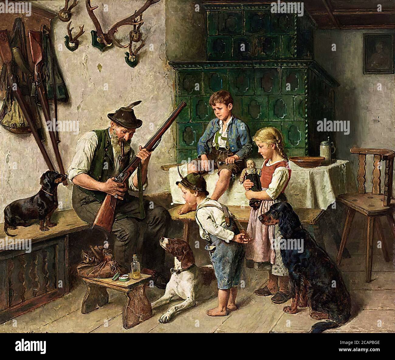 Eberle Adolf - Watching the Hunter - German School - 19th and Early ...