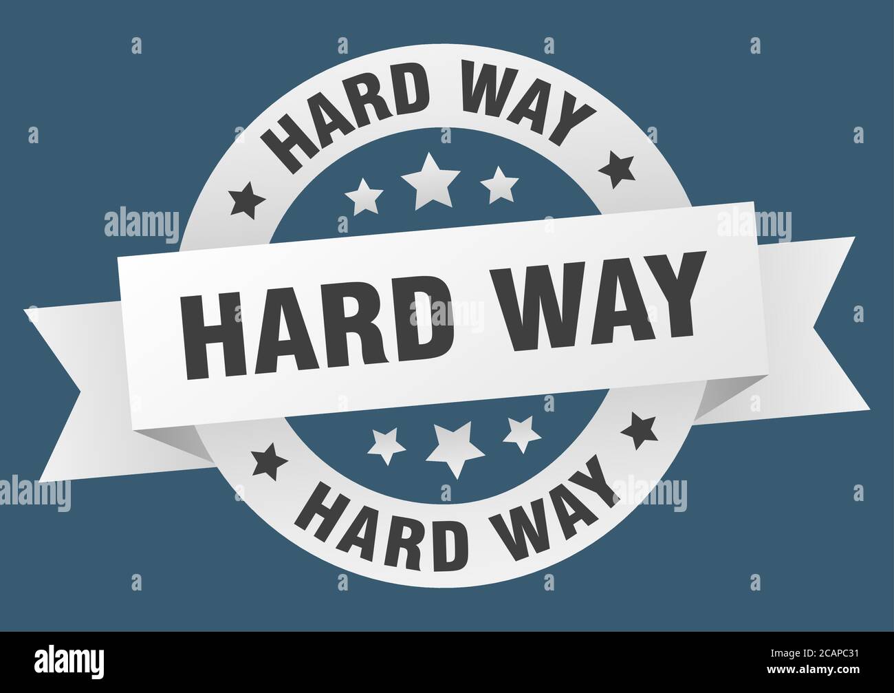 hard way round ribbon isolated label. hard way sign Stock Vector Image ...