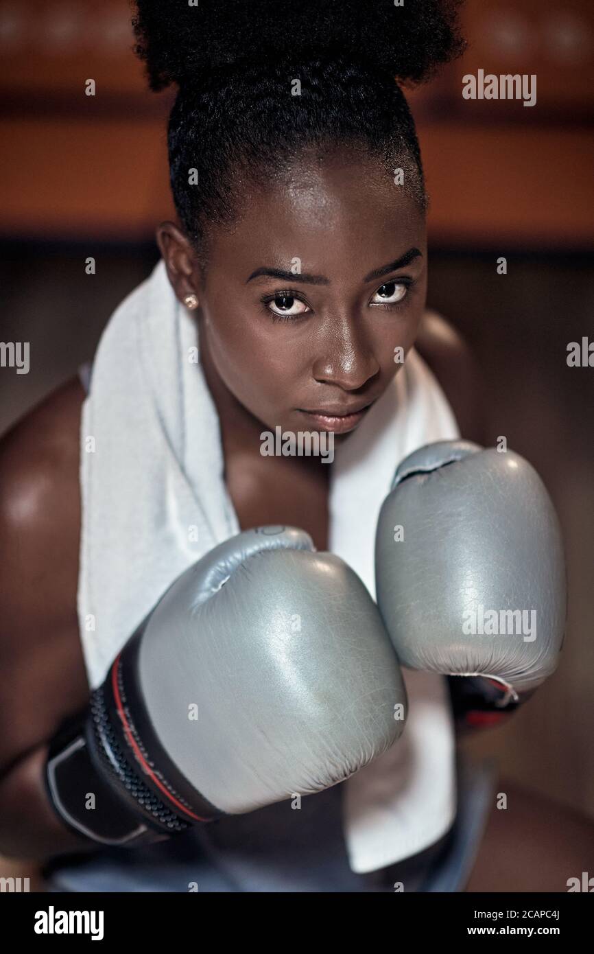 Beautiful girl boxing gloves posing hi-res stock photography and images ...