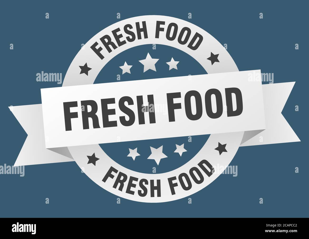 fresh food round ribbon isolated label. fresh food sign Stock Vector ...