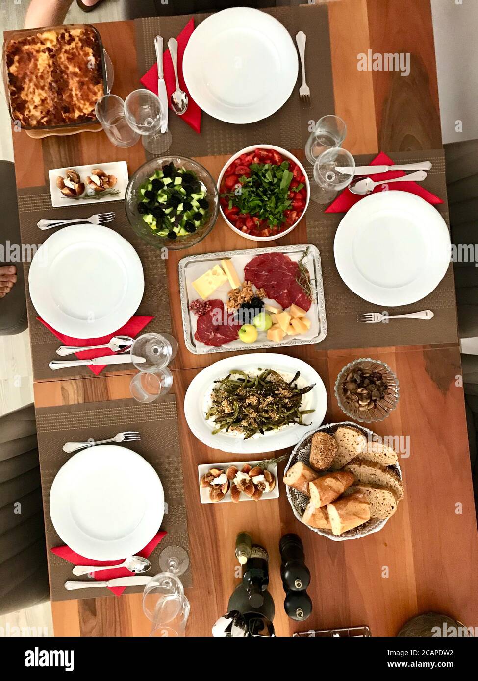 Healthy Organic Homemade Food on Wooden Table at Home. Traditional Dish ...