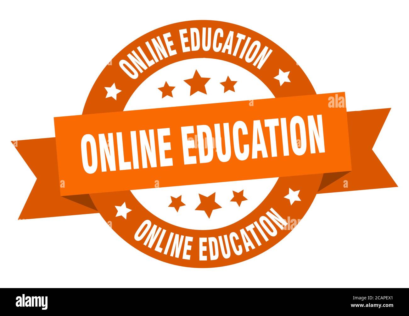online education round ribbon isolated label. online education sign ...