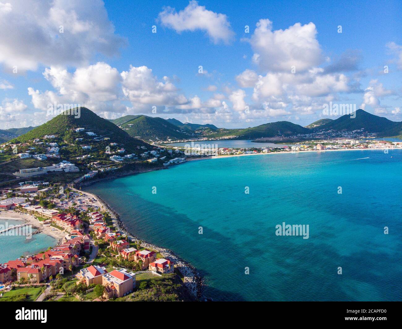 High Aerial view of the caribbean island of St. Maarten Stock Photo - Alamy