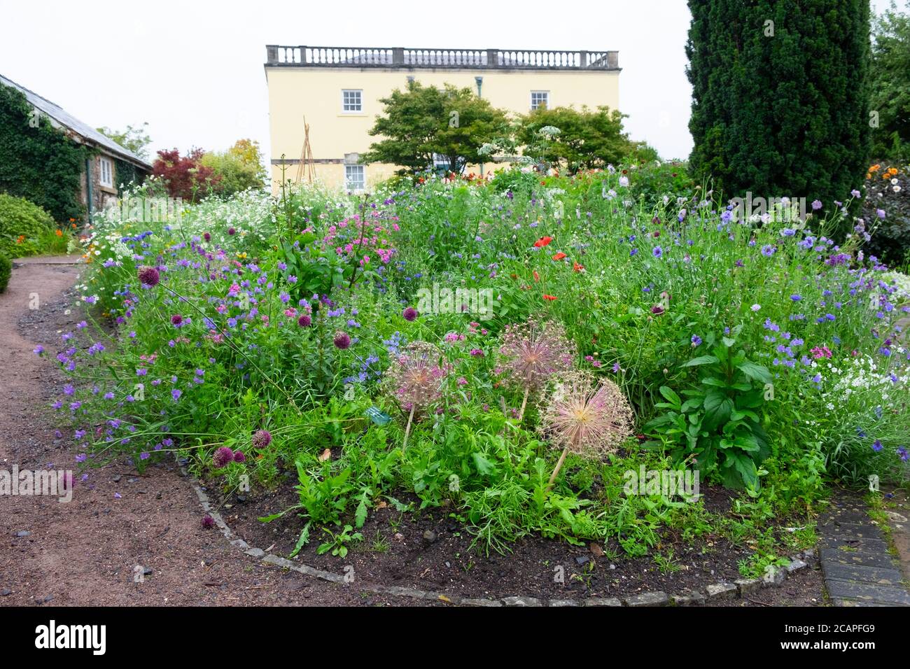 Principality House and herbaceous border at the National Botanic Garden ...