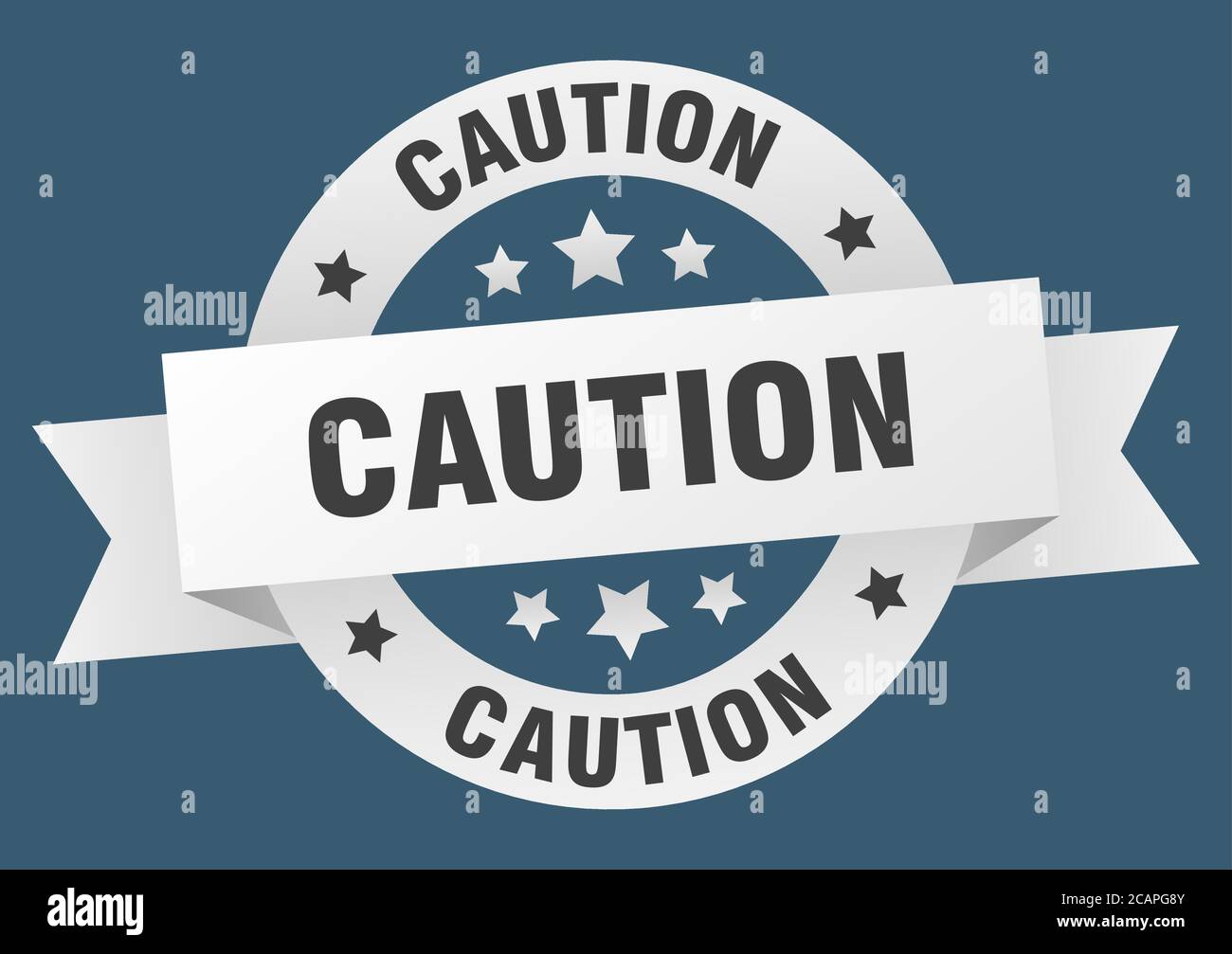 caution round ribbon isolated label. caution sign Stock Vector Image ...