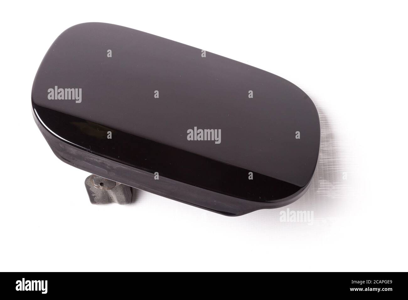 Black gas tank hatch on a white isolated background in photo studio ...