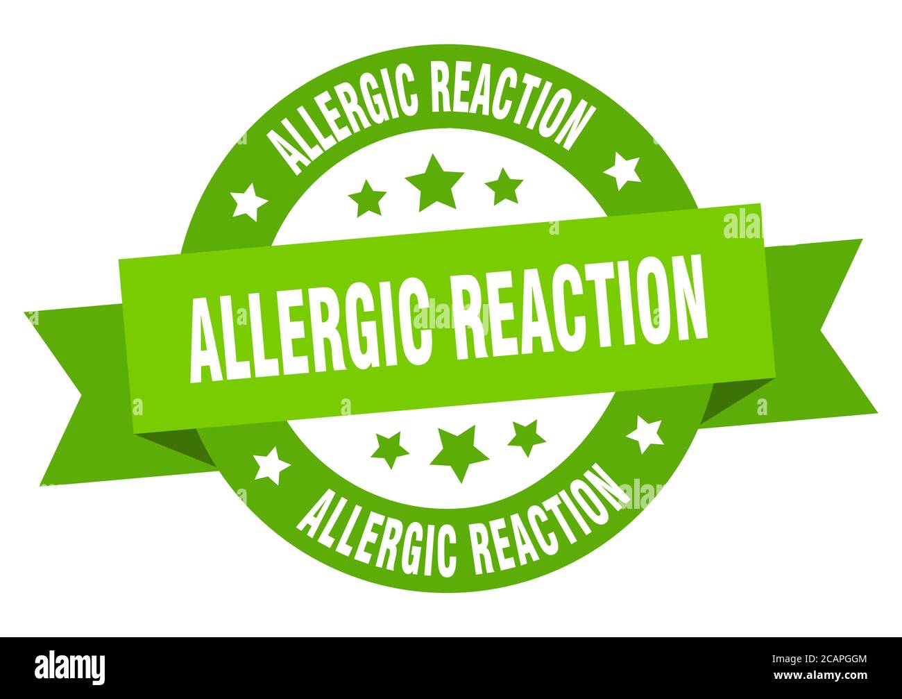 allergic reaction round ribbon isolated label. allergic reaction sign ...