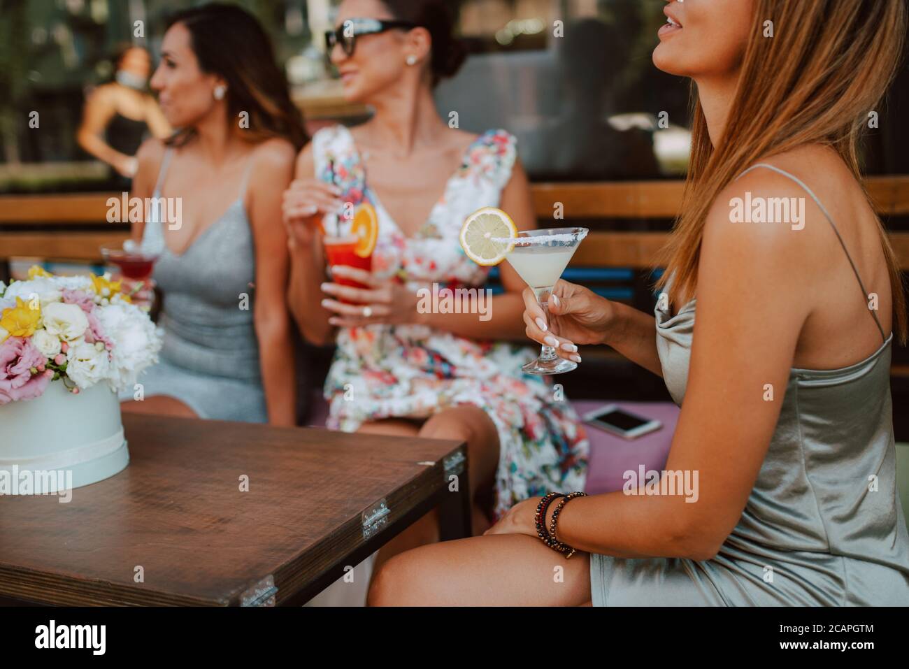 Beautiful Girls Sitting Bar In High Resolution Stock Photography and ...