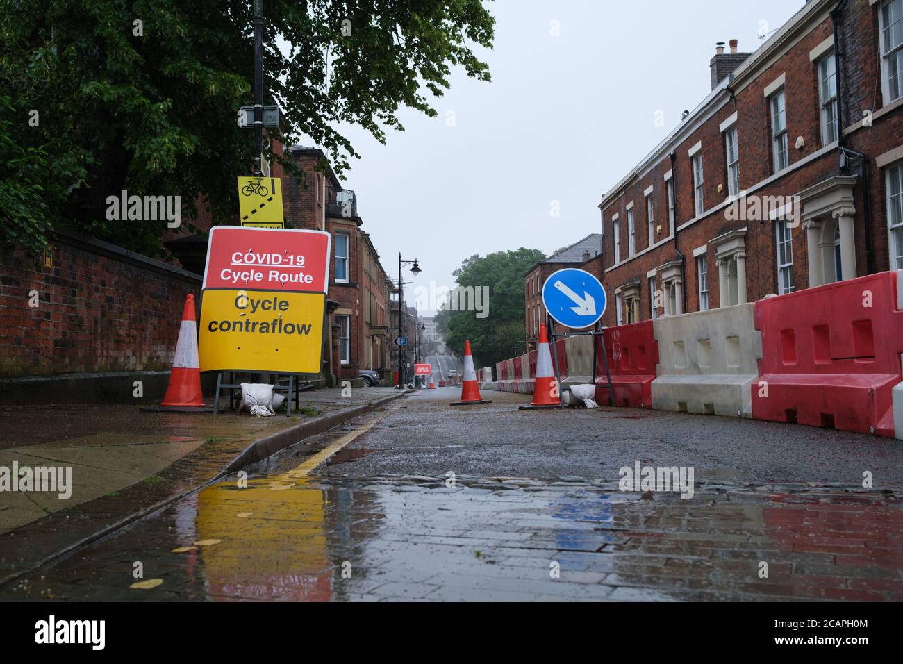 Covid 19 Cycle route in Preston City Centre Stock Photo - Alamy