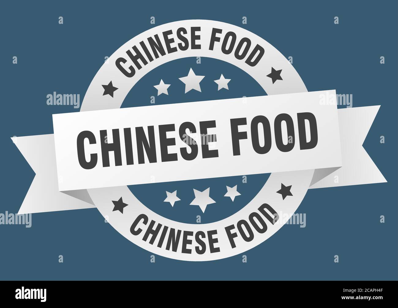 chinese food round ribbon isolated label. chinese food sign Stock ...