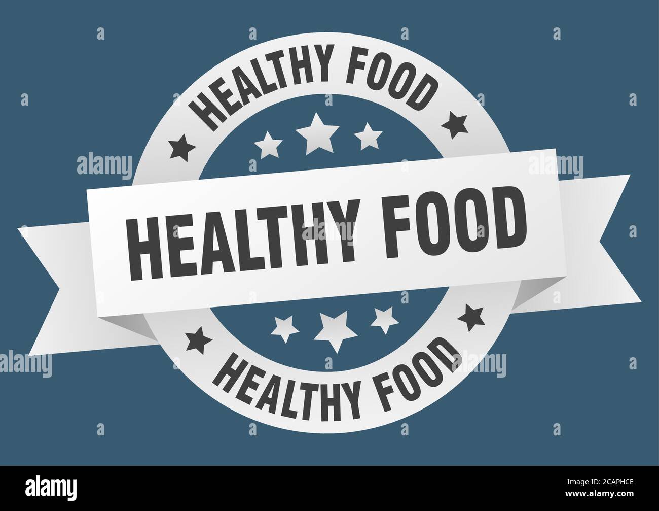 healthy food round ribbon isolated label. healthy food sign Stock ...