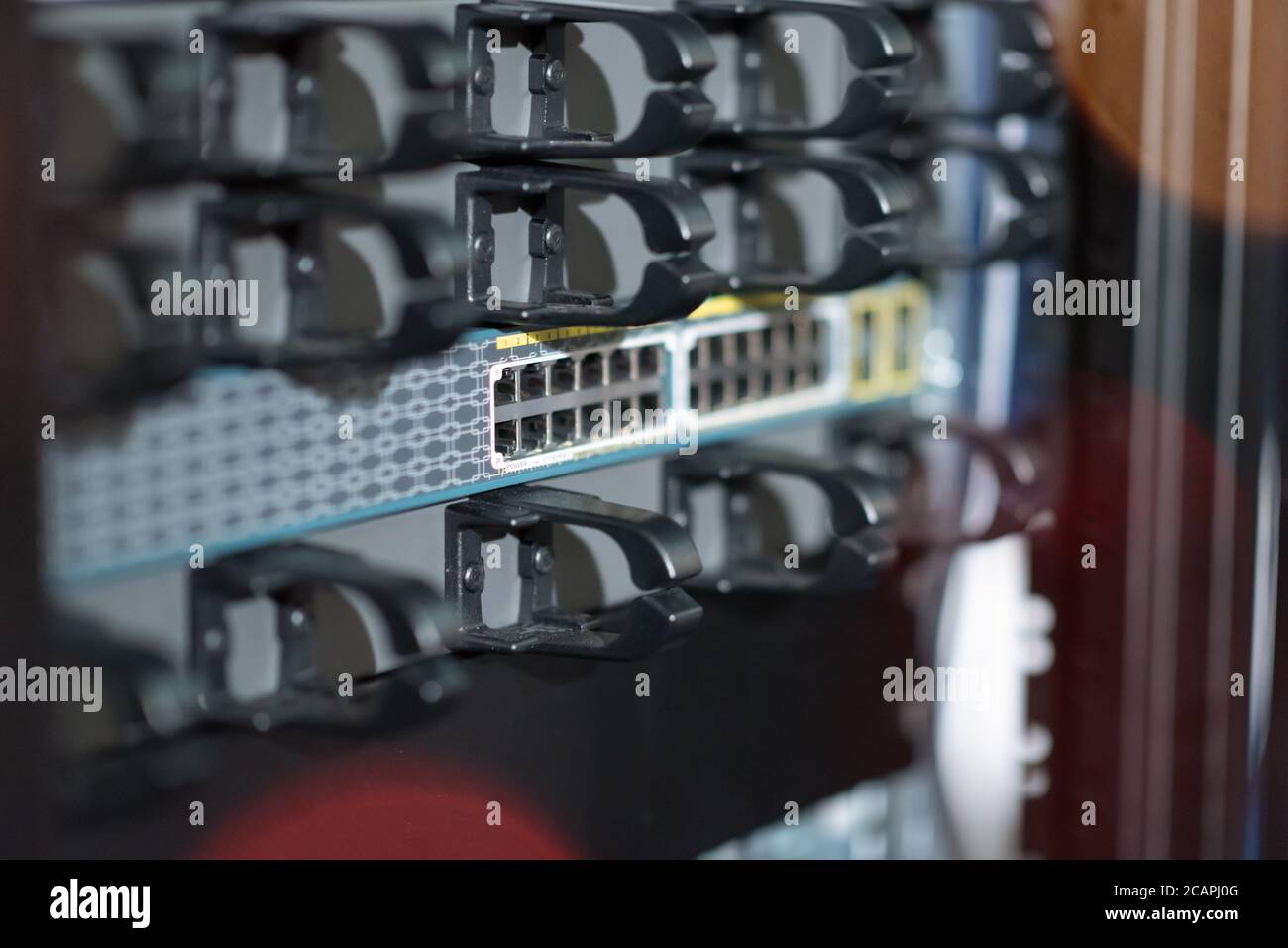 Hosting platform for modern Internet resources. Rack with server data ...