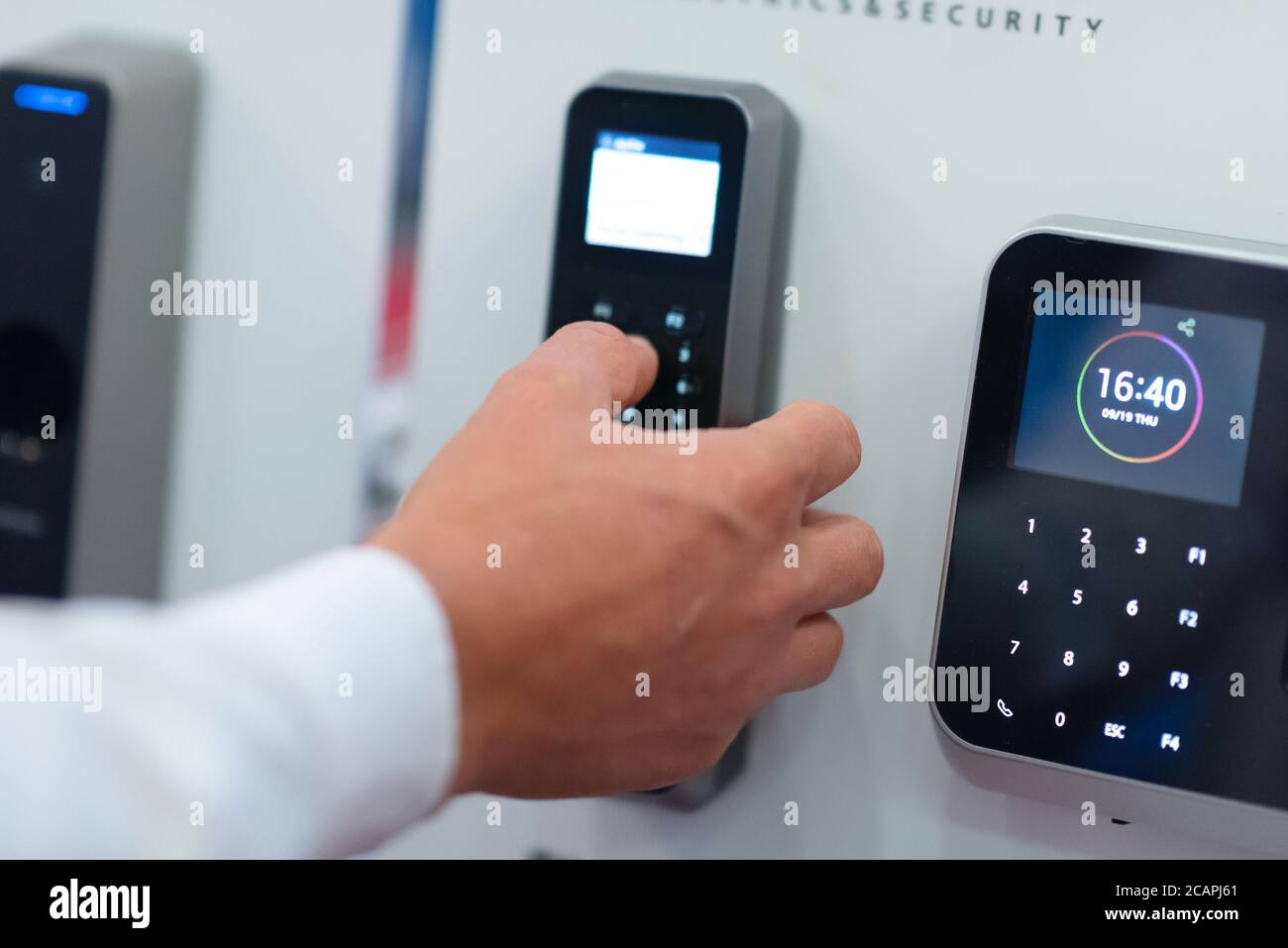 Fingerprint scan provides security access with biometrics identification. Business Technology ...