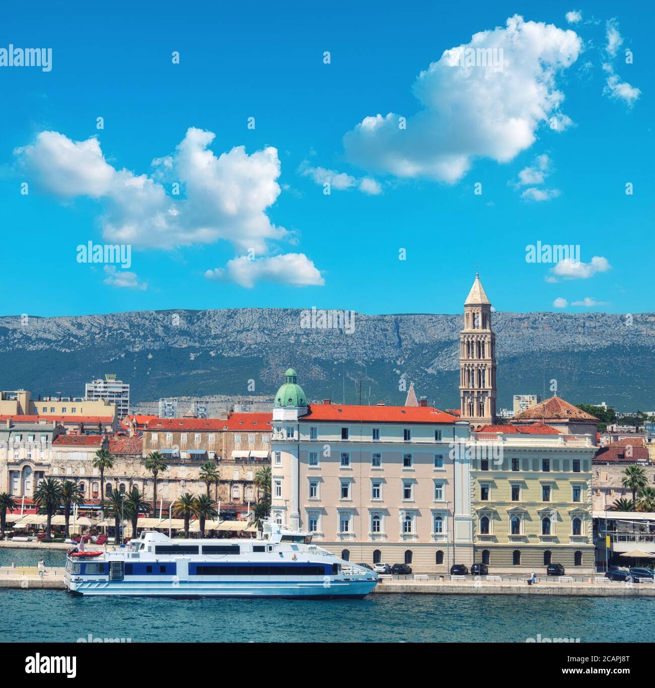 Architecture of Split harbor with Bell tower Saint Dominus and ...