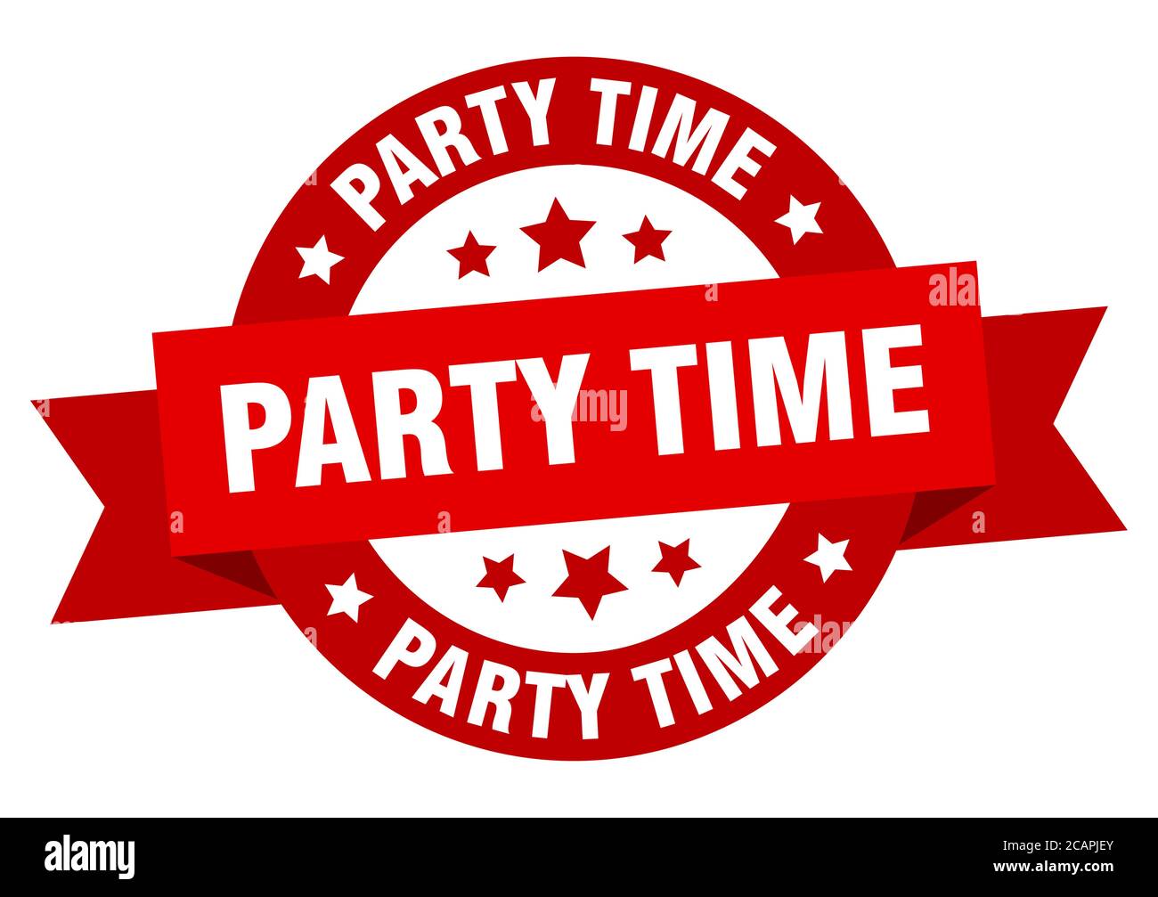 party time round ribbon isolated label. party time sign Stock Vector ...