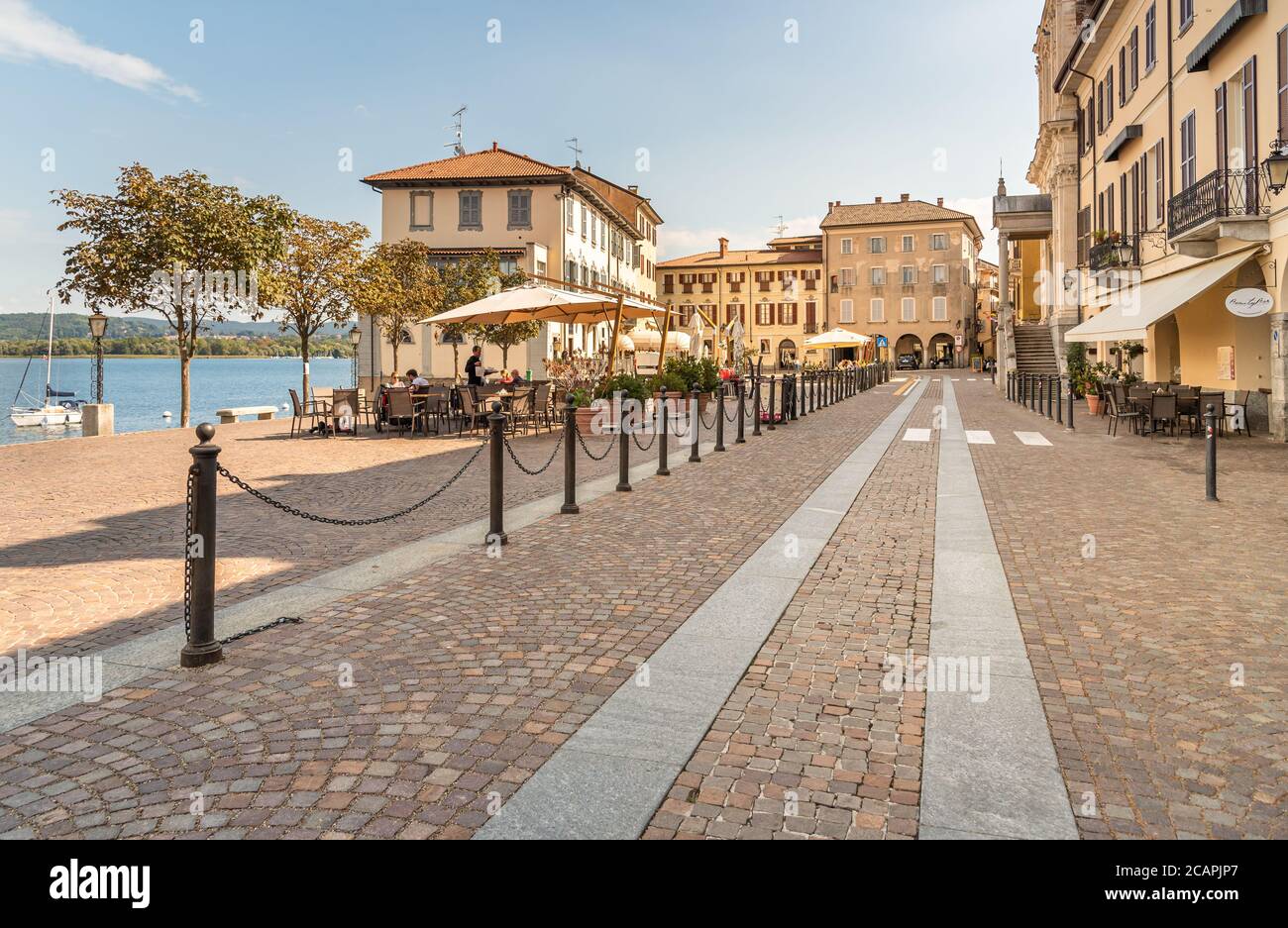 Arona, Piedmont, Italy - September 25, 2019: View of Central square ...