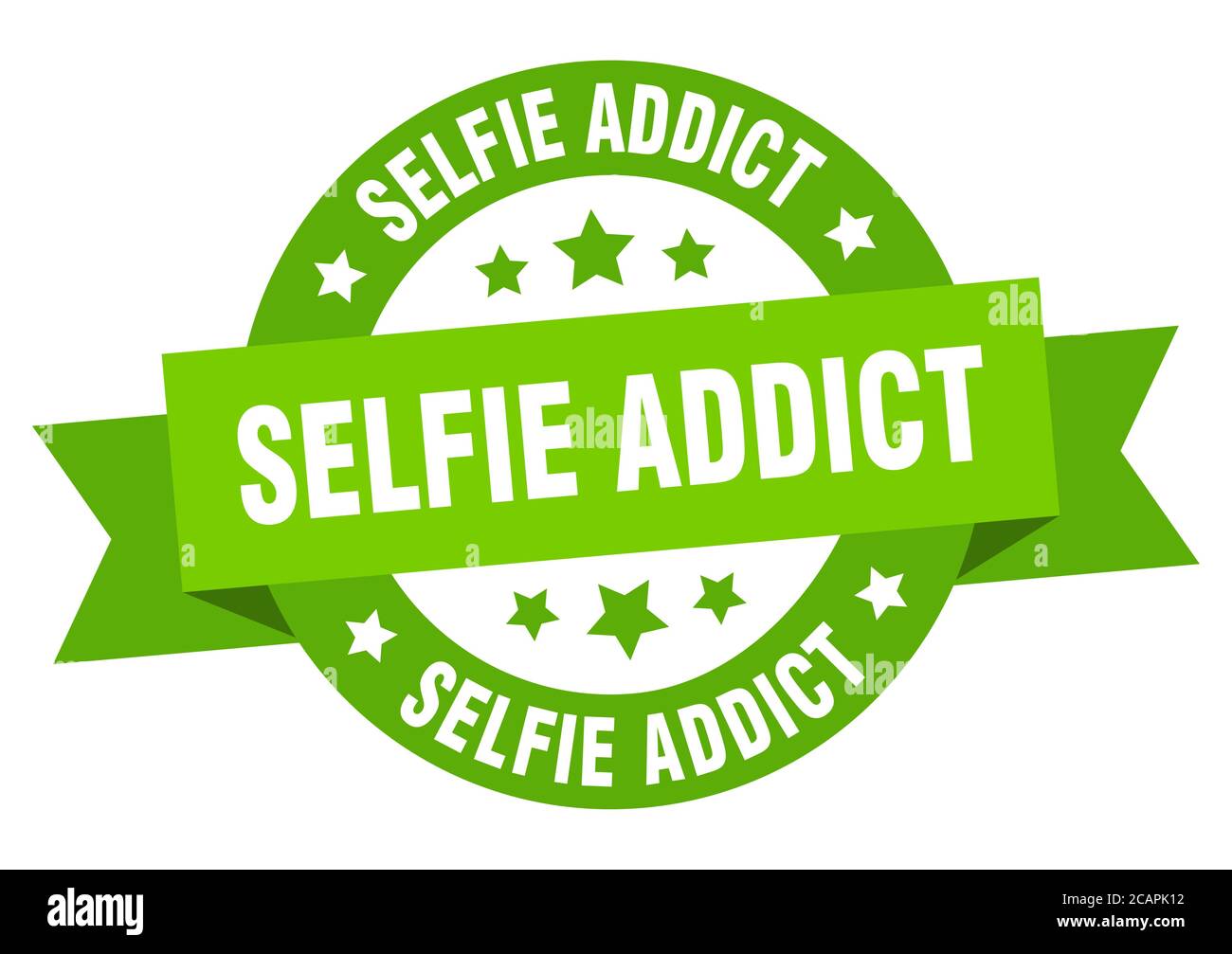 selfie addict round ribbon isolated label. selfie addict sign Stock ...