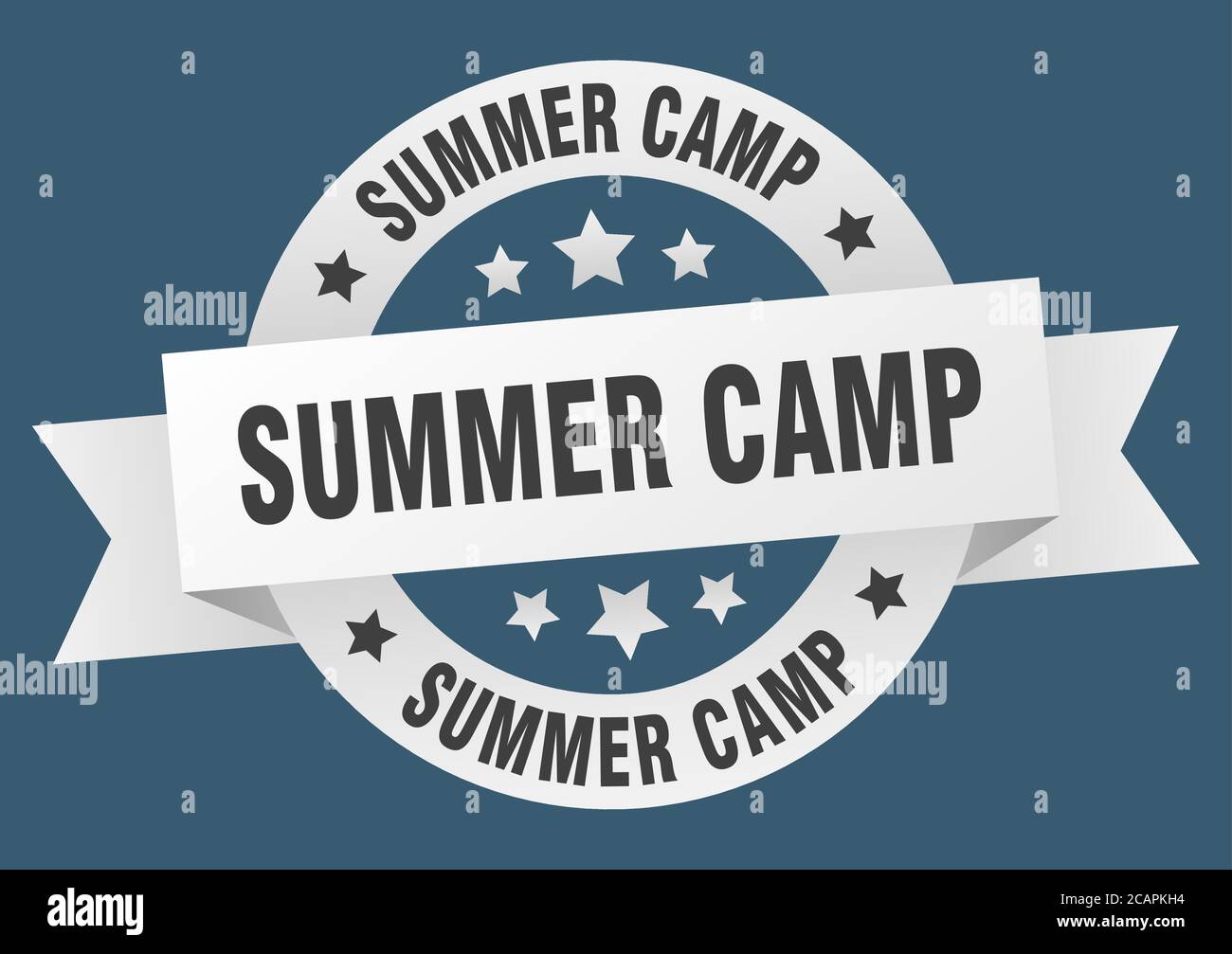 summer camp round ribbon isolated label. summer camp sign Stock Vector ...